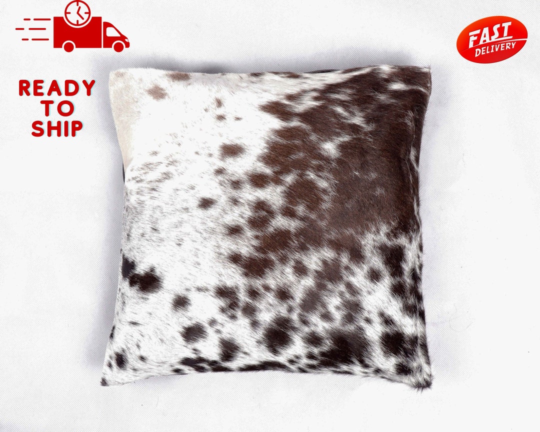 Cowhide Pillow Cover Hair on Hide Decorative Pillow Leather Throw ...