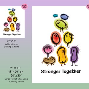 Stronger Together Poster, Classroom Décor Printable Artwork, Abstract ...