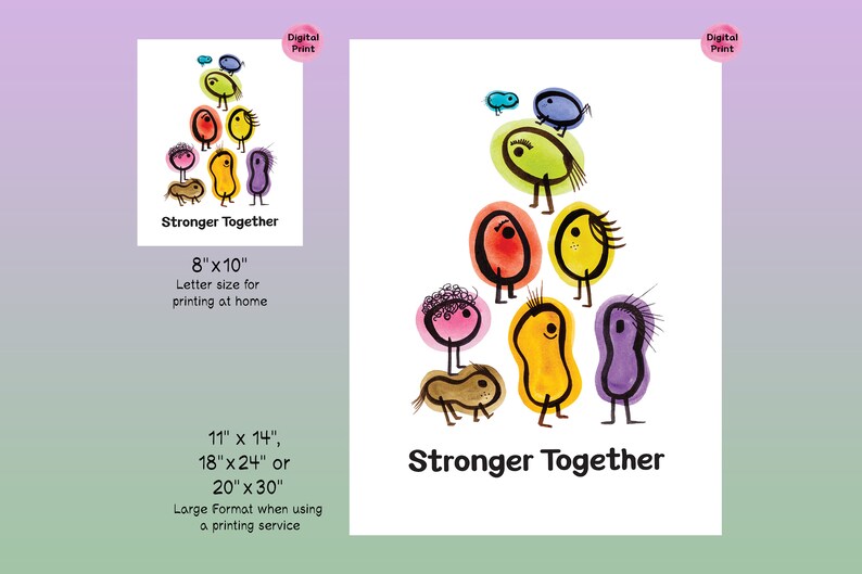 Stronger Together Poster, Classroom Décor Printable Artwork, Abstract ...