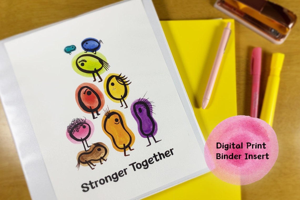 Stronger Together Poster, Classroom Décor Printable Artwork, Abstract ...