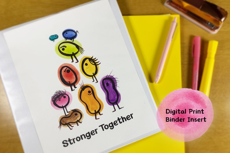 Stronger Together Poster, Classroom Décor Printable Artwork, Abstract ...