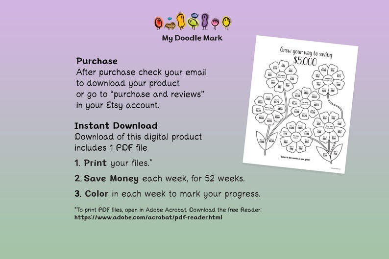 52 Week Savings Challenge Grow Your Way to Saving 5K Flower - Etsy