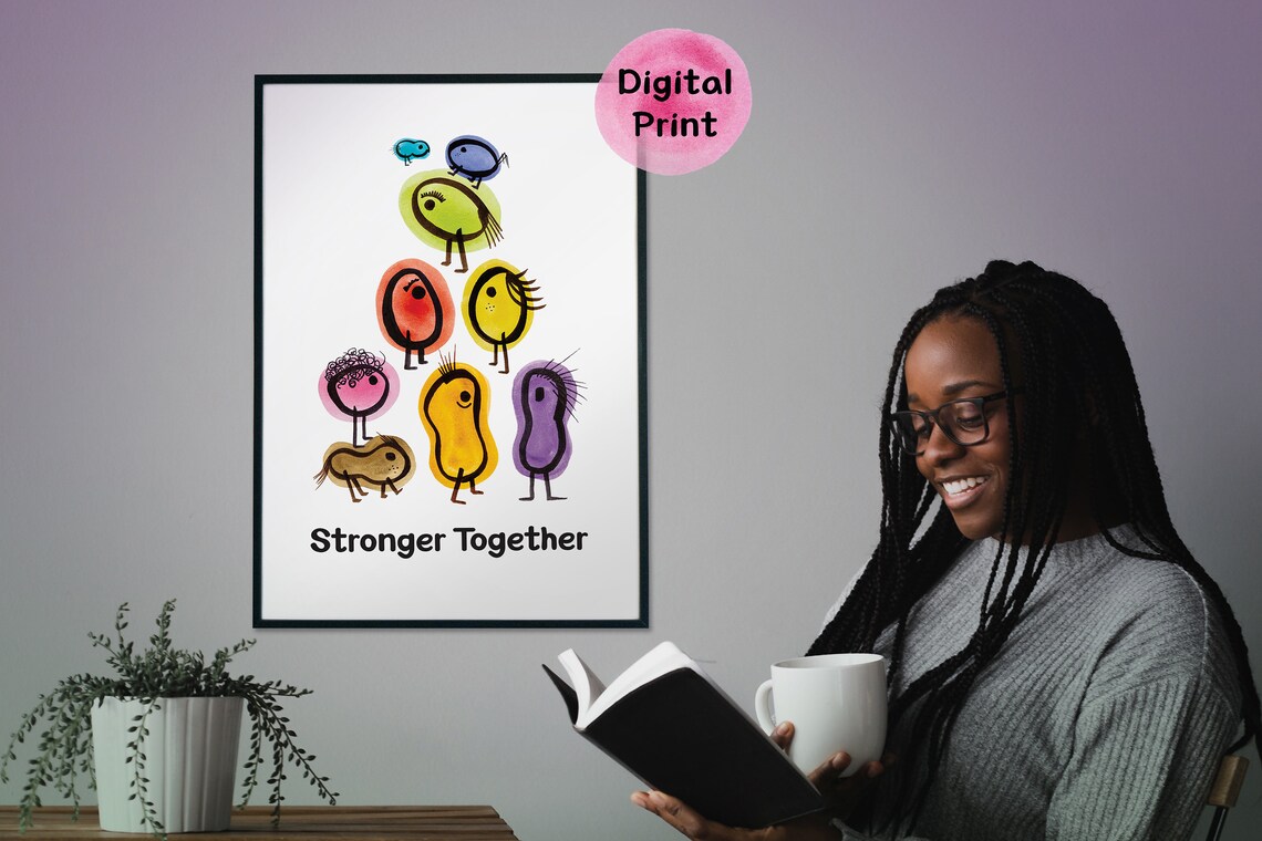 Stronger Together Poster, Classroom Décor Printable Artwork, Abstract ...