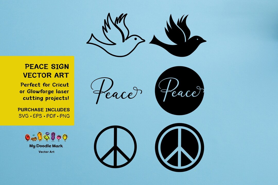 Peace Sign SVG, Dove Clipart, Cricut Glowforge Vector (digital Download ...