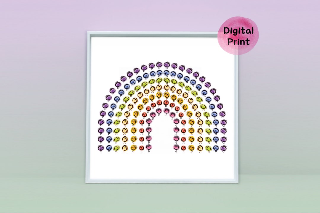 Rainbow Wall Decor, Abstract Doodle People, Printable Art - Etsy