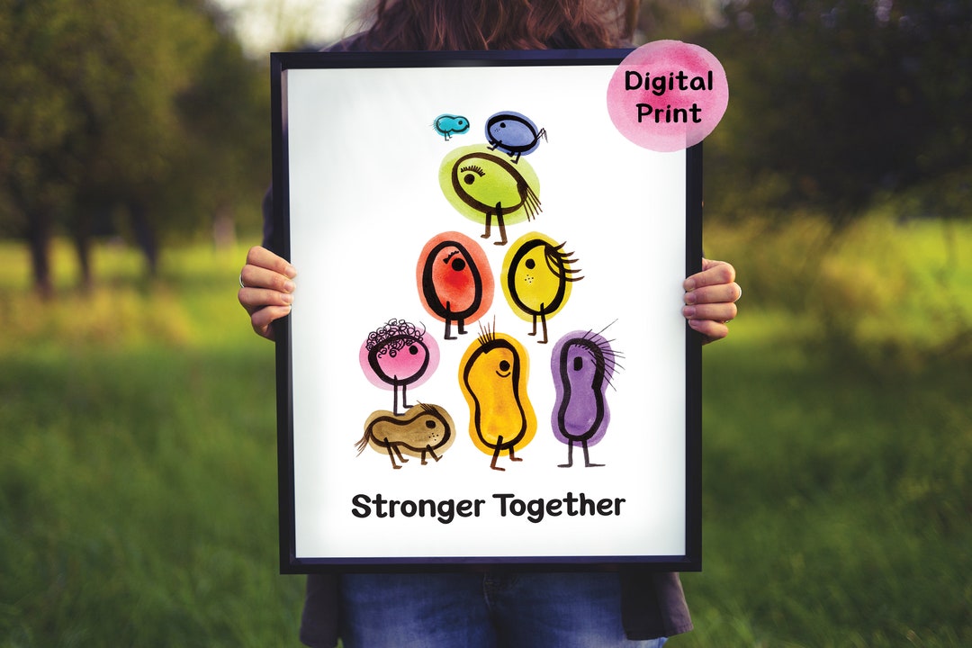 Stronger Together Poster, Classroom Décor Printable Artwork, Abstract ...