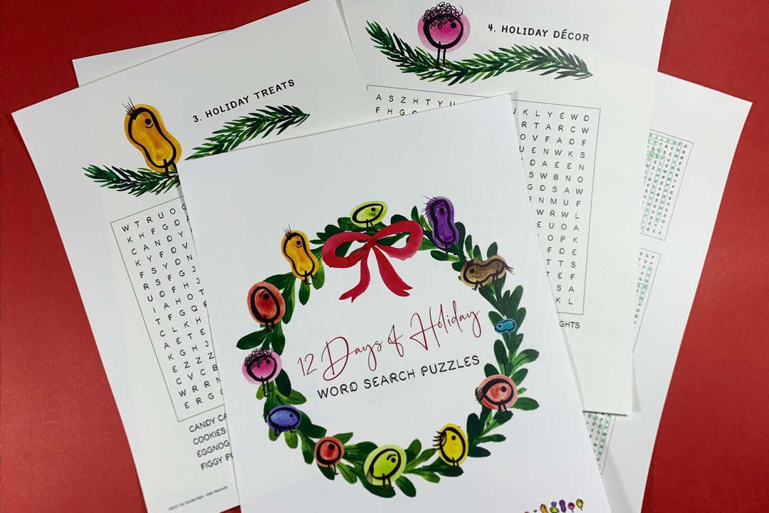 12 Days of Christmas, Word Search, Digital Download, Abstract Stick ...