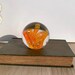 Hand Blown Glass Orange Paperweight | Collectible Glass Art - Etsy