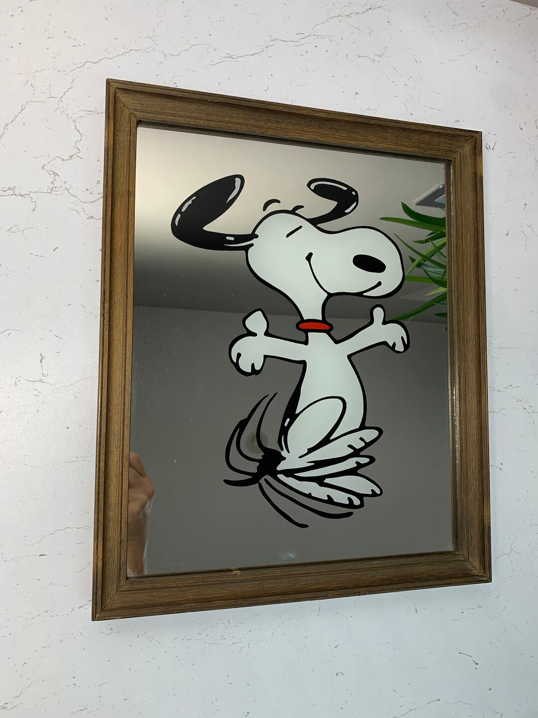 Retro Vintage Glass Snoopy Mirror - Etsy