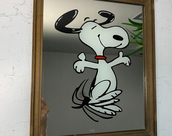 Retro Vintage Glass Snoopy Mirror - Etsy
