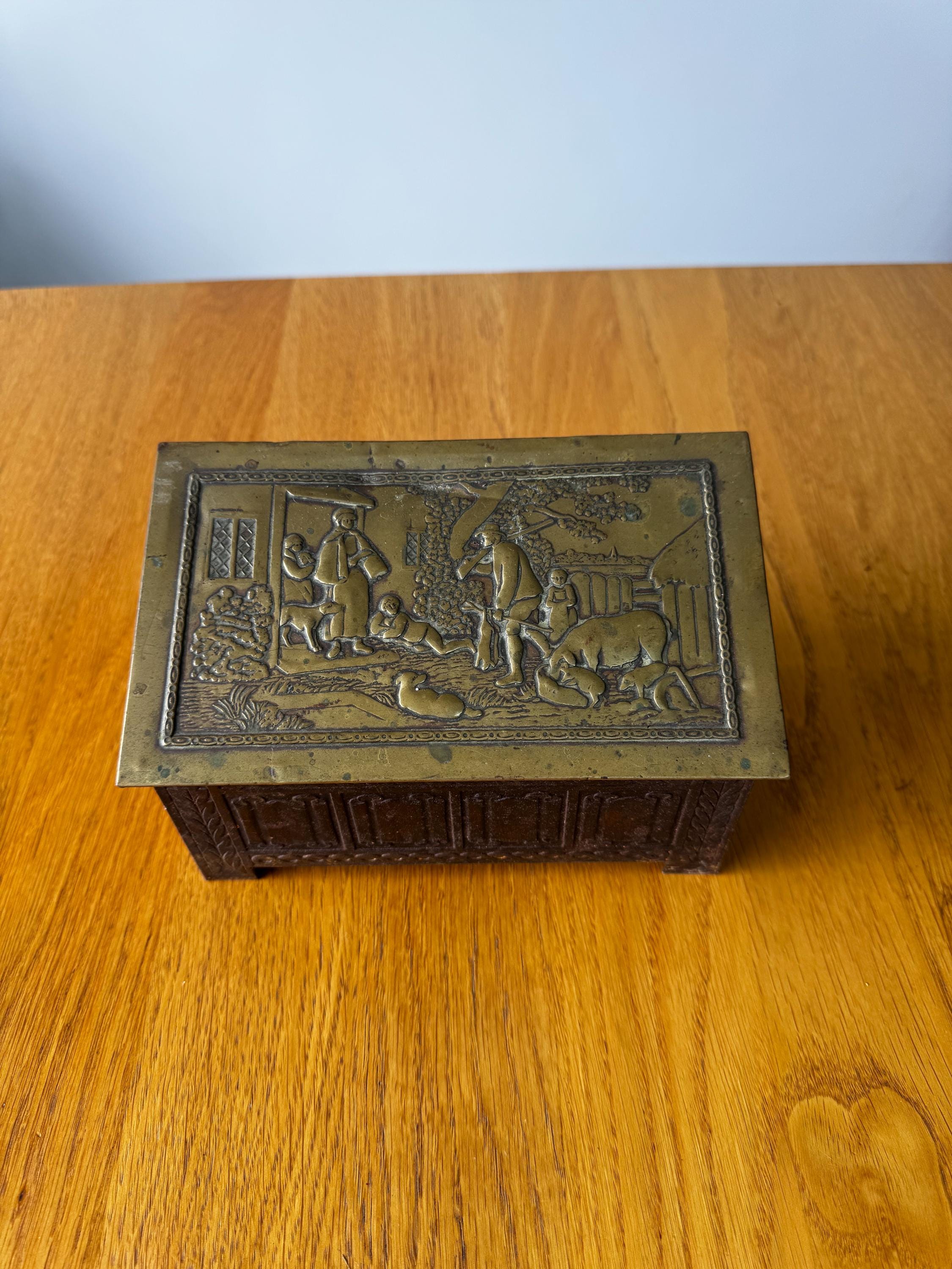 Antique Jacob and Co Biscuit Box Tin With Folk Scene E-2 - Etsy
