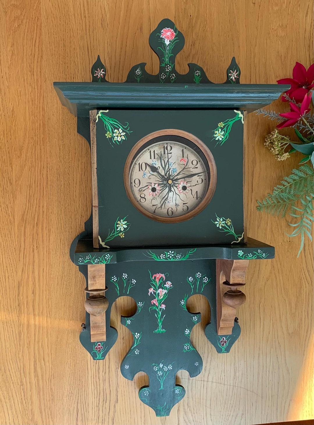 Friesian Dutch Antique Vintage Hindeloopen Wall Clock Warmink Wuba ...