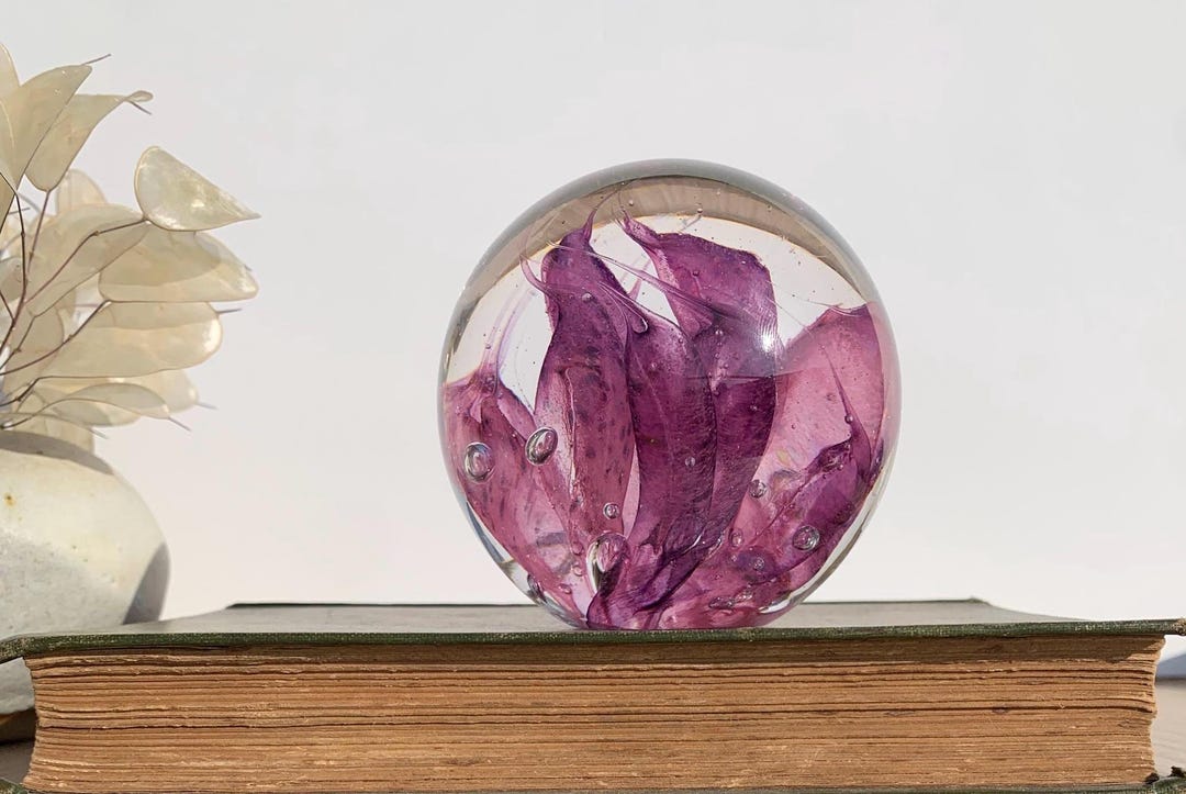 Hand Blown Glass Purple Paperweight | Collectible Glass Art - Etsy
