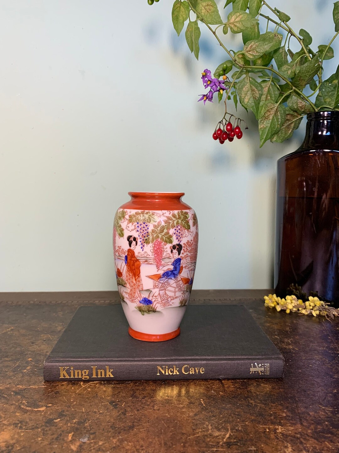 Vintage Miniature Japanese Vase Stamped Foreign | Kutani Porcelain Vase ...