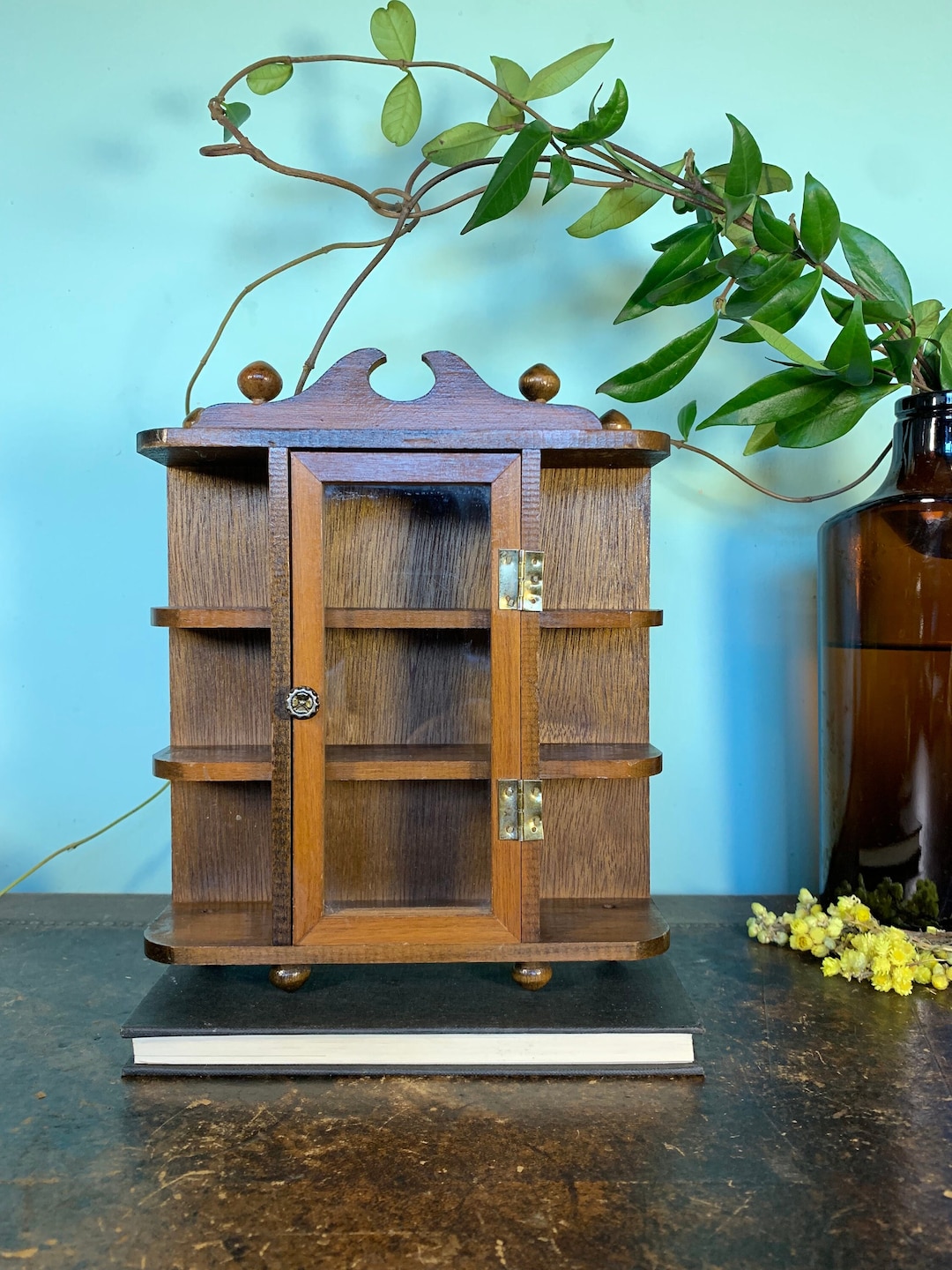 Miniature Display Cabinet Wooden Hanging Vintage - Etsy