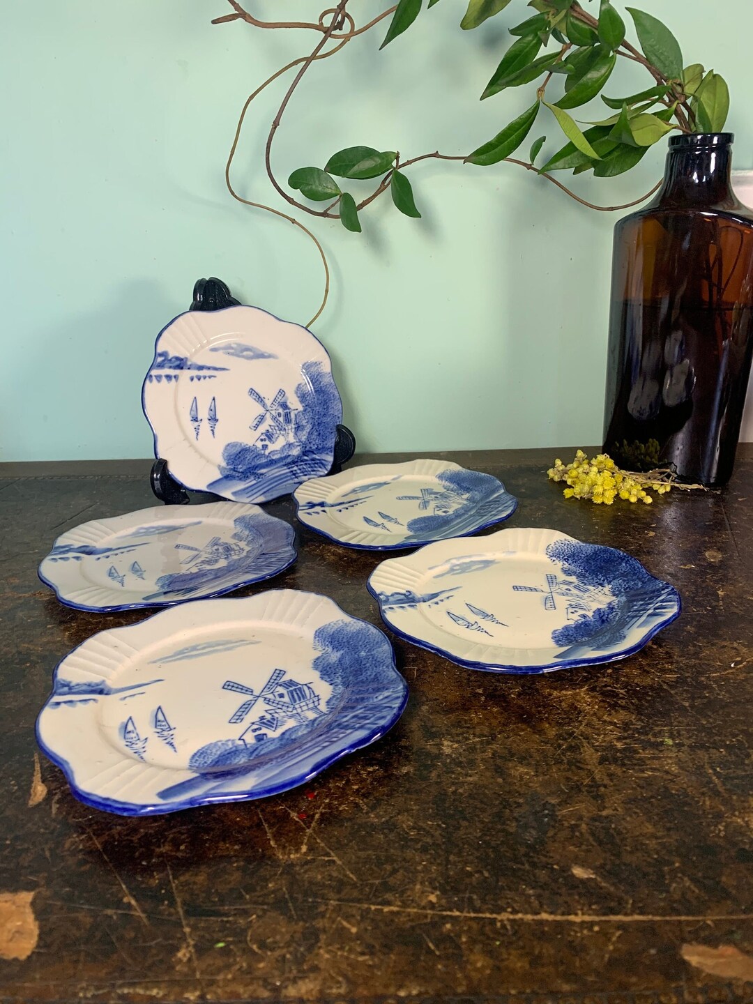 Vintage Wavy Blue Dessert Plates Made in Japan-post 1921-set of 5 - Etsy