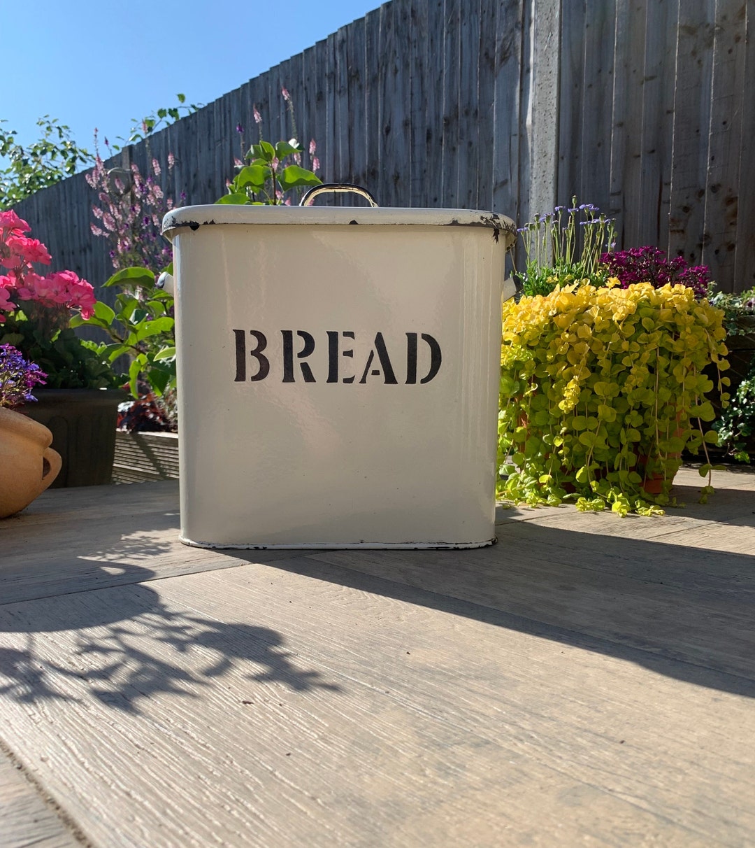 Vintage Enamel Bread Box-reserved for Spiro Vintage White Enamel Bread ...