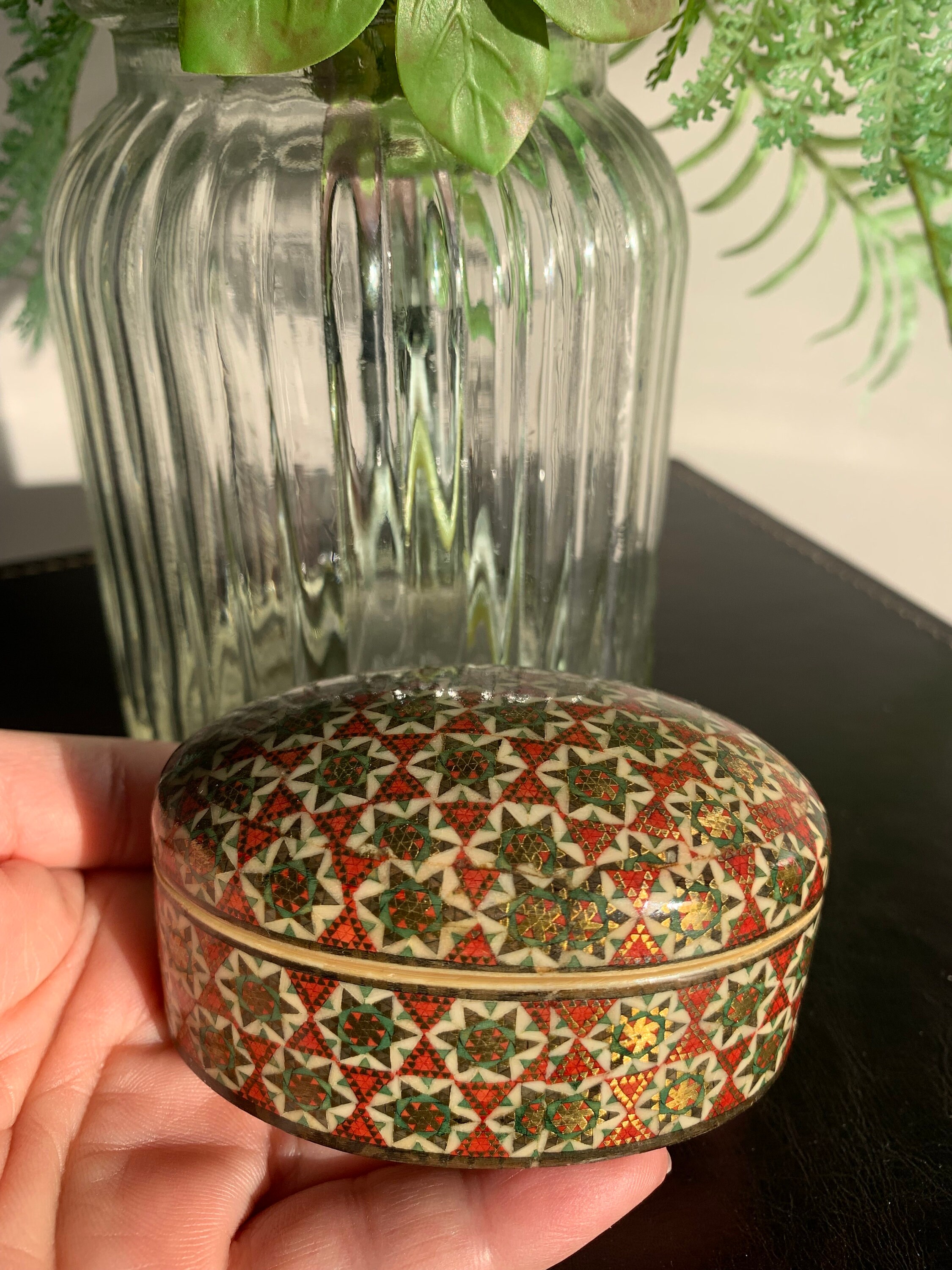 Oval Wood Box Kashmir Decorated Lacquered Design Hand - Etsy