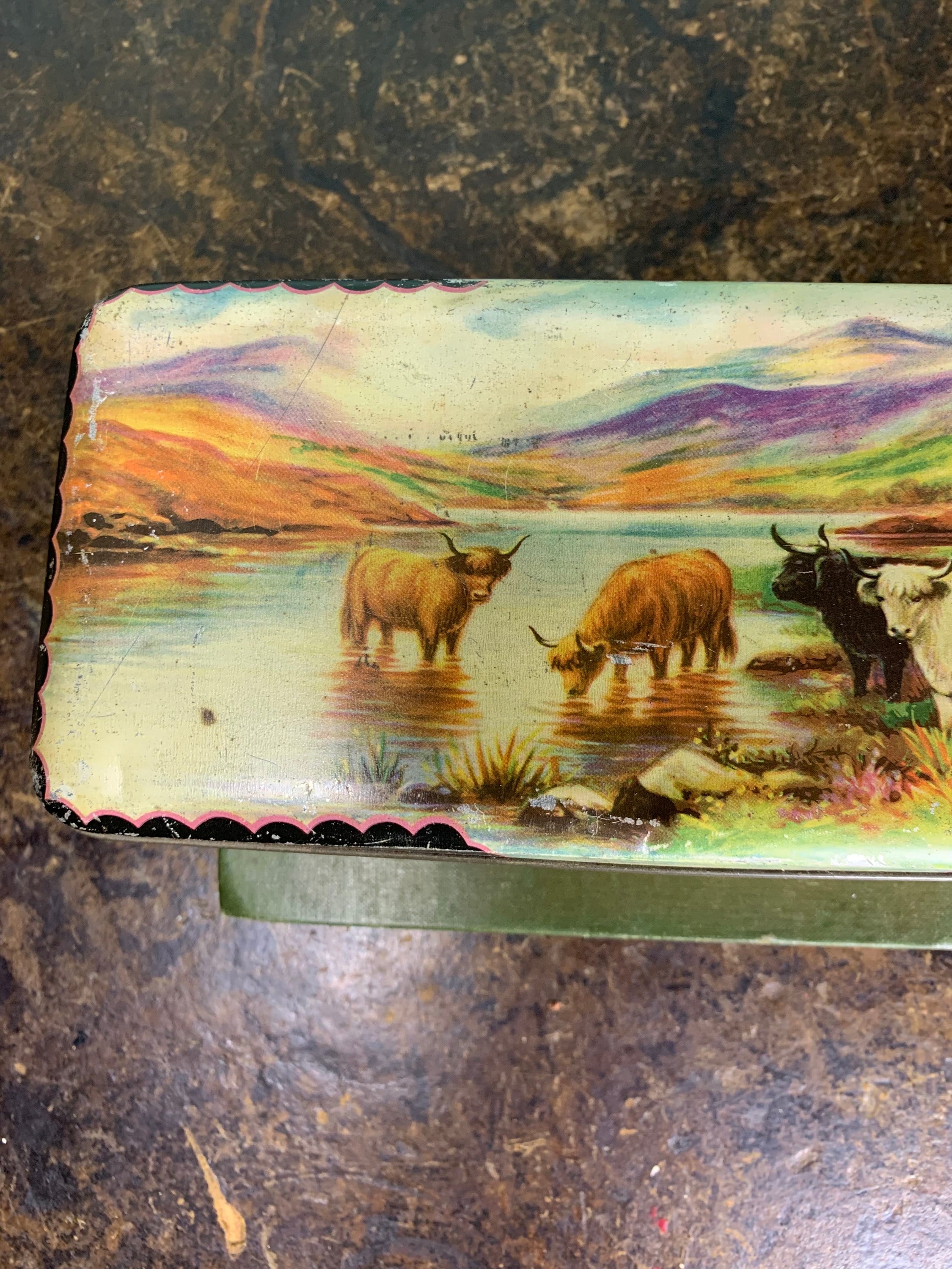 Carr Co Ltd Carlisle antique Box Sheet Metal Scenery Highland Landscape ...