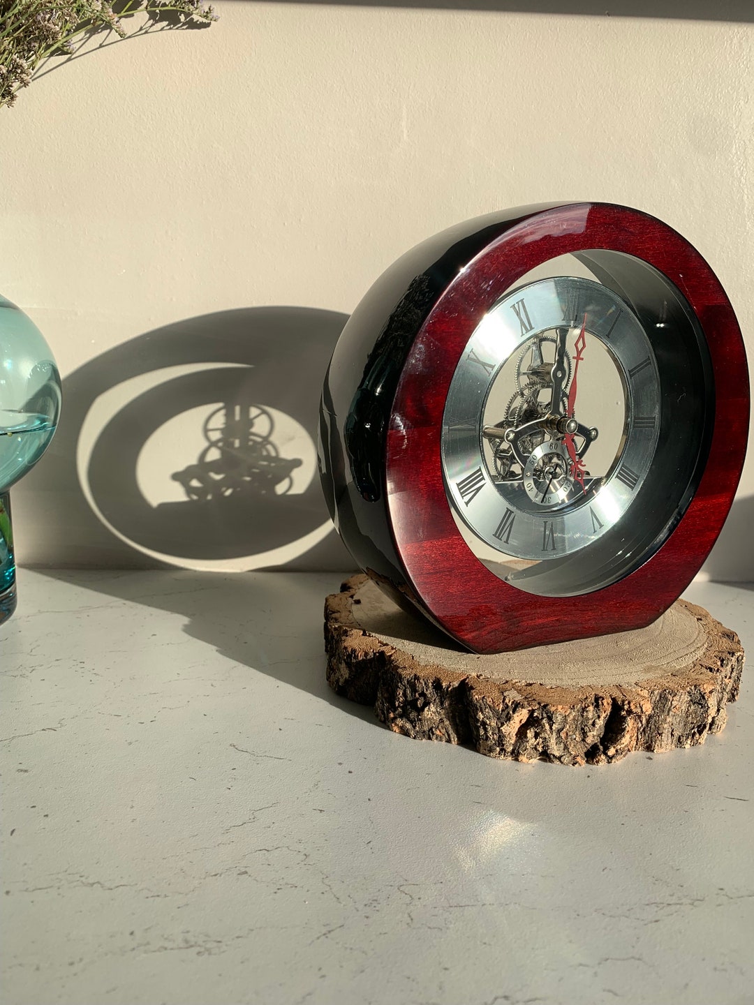 Vintage Skeleton Wooden Desk Clock - Etsy