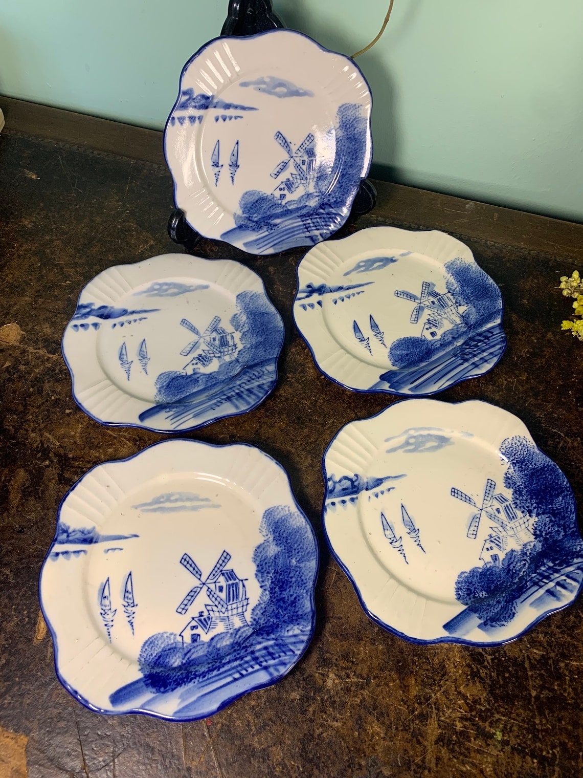 Vintage Wavy Blue Dessert Plates Made in Japan-post 1921-set of 5 - Etsy