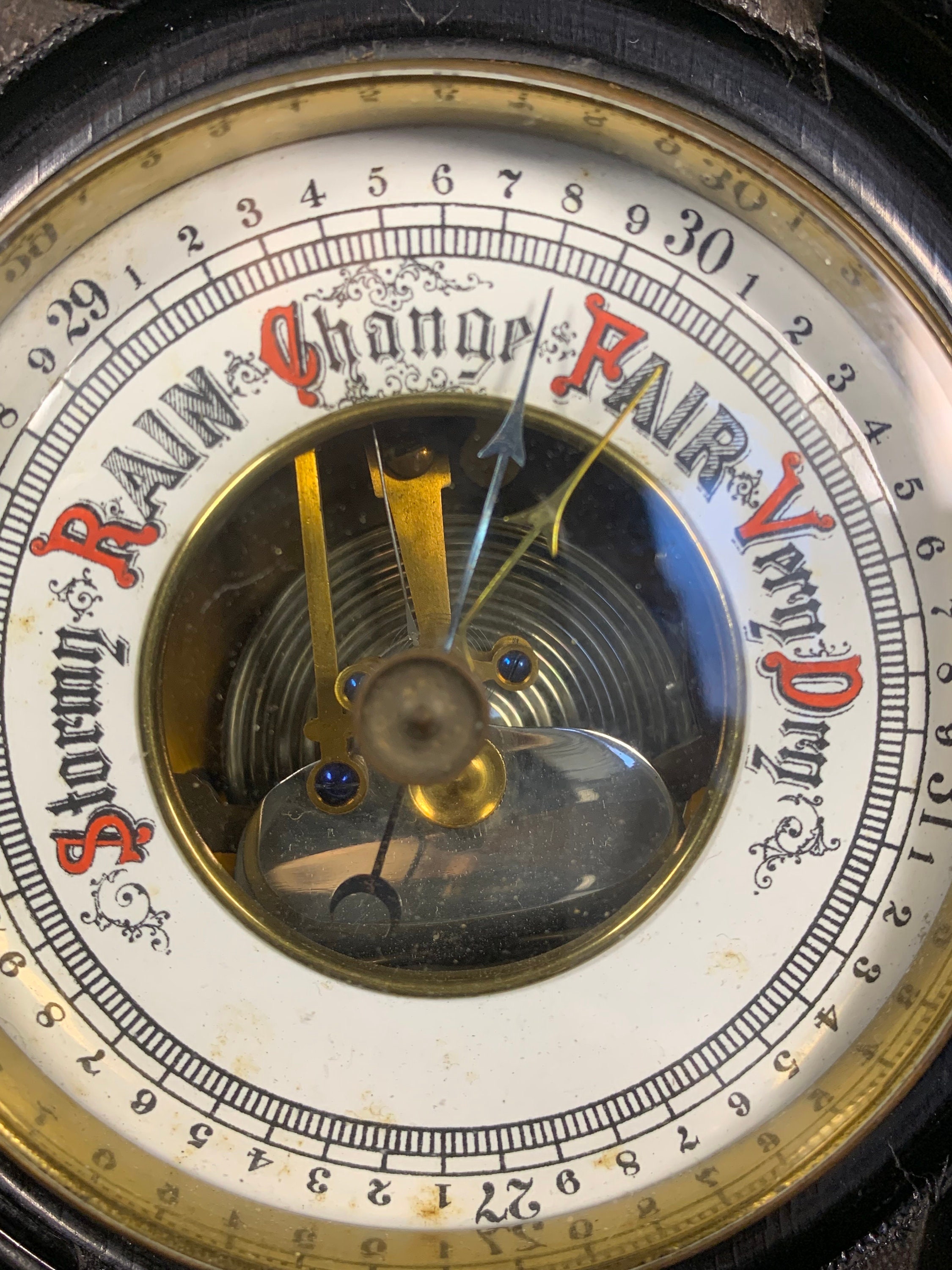 Small Victorian Carved Oak Aneroid Wheel Barometer-porcelain Dial ...