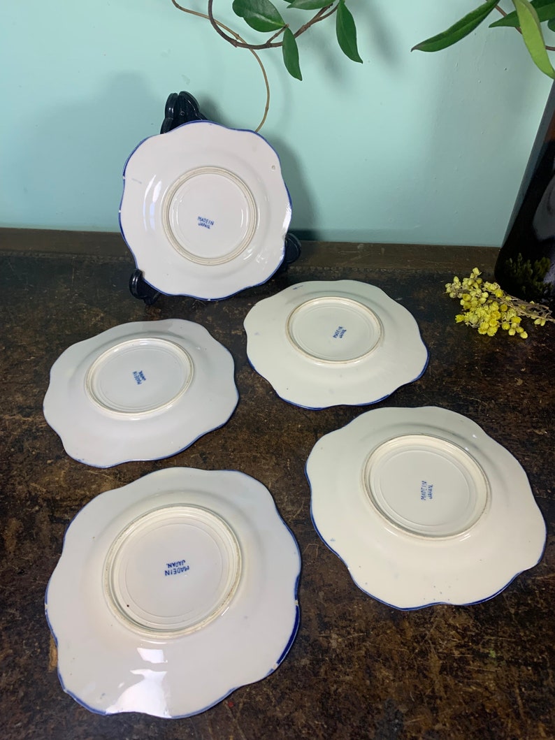 Vintage Wavy Blue Dessert Plates Made in Japan-post 1921-set of 5 - Etsy