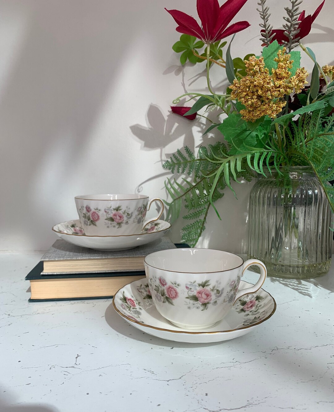 Minton Spring Bouquet Bone China Tea Cup and Saucer Sets - Etsy