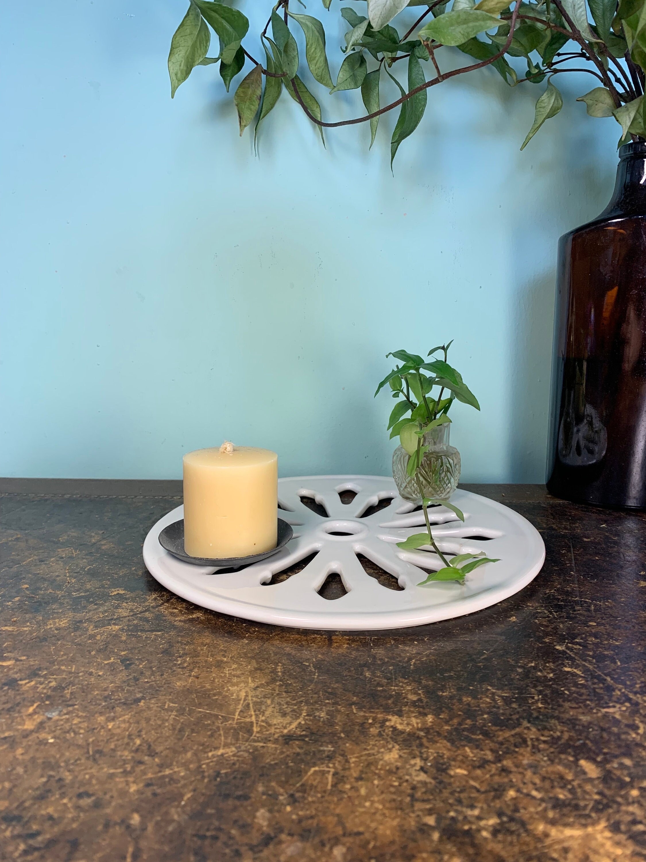 Antique Ceramic Drainer Platter-drainer Plate-colander Plate-porcelain ...