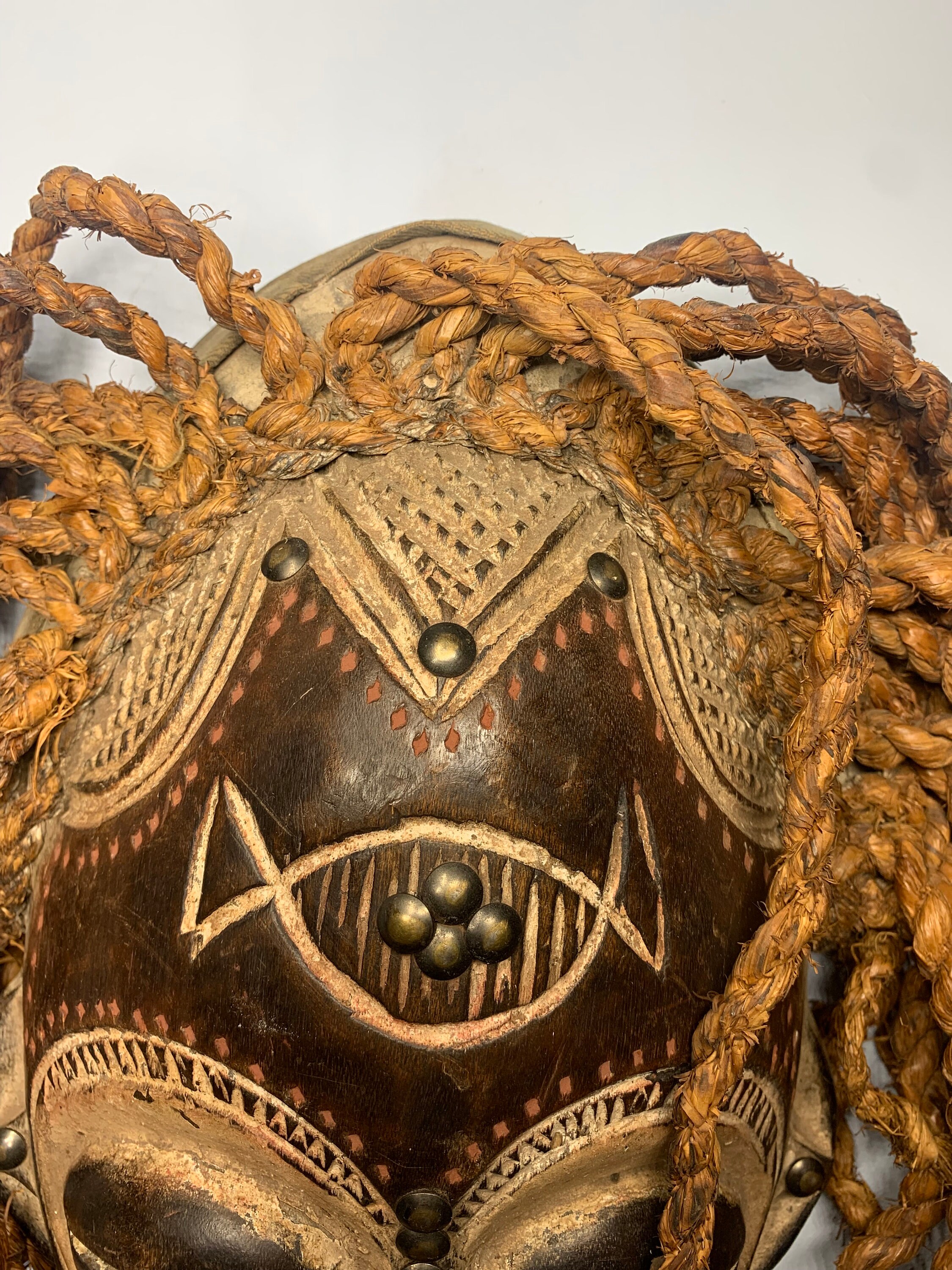 Vintage Handmade Wood Chokwe Mask With Long Rope Hair Bust - Etsy