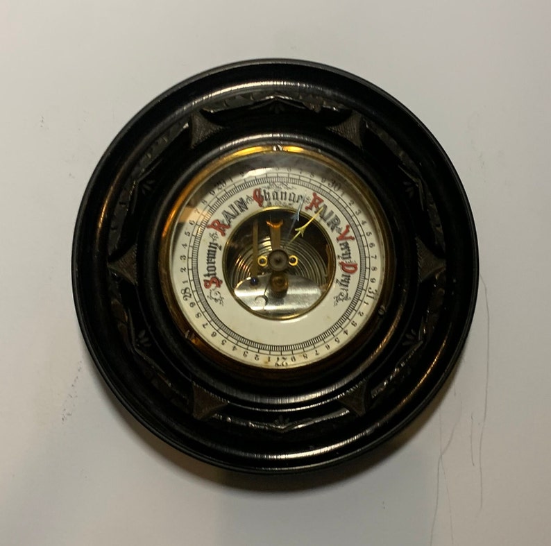 Small Victorian Carved Oak Aneroid Wheel Barometer-porcelain Dial ...