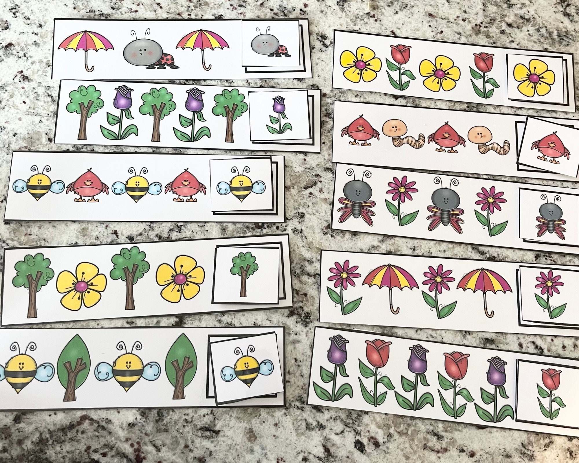 Spring Fill-in-the Pattern Activity Cards - AB Pattern, for Toddlers ...