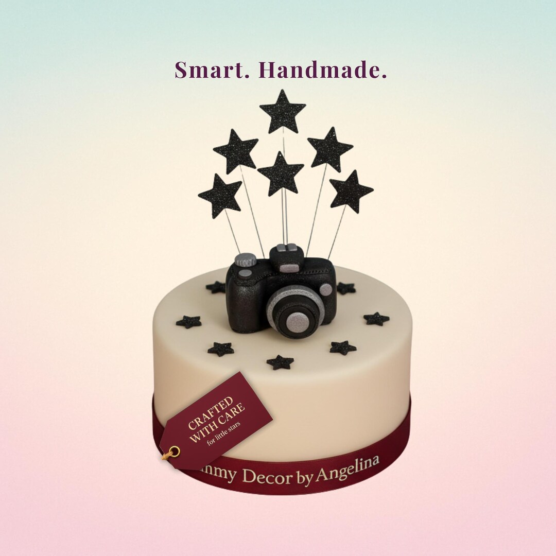 Edible Camera 3D Cake Topper Set: Handmade Fondant Decoration With ...