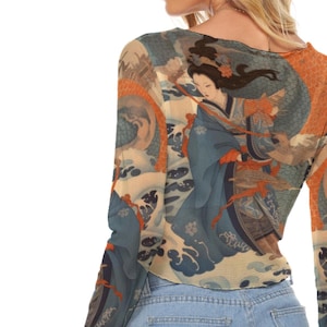 Eclipse Women's Mesh Crop Top Long Sleeves Tree Styles - Etsy