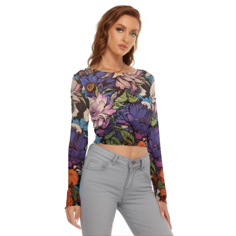 Floral Mesh Top - Etsy