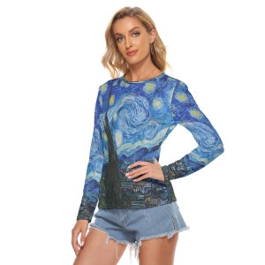 Van Gogh Starry Night Women's Stretchable Long Sleeve Top, Jersey and ...