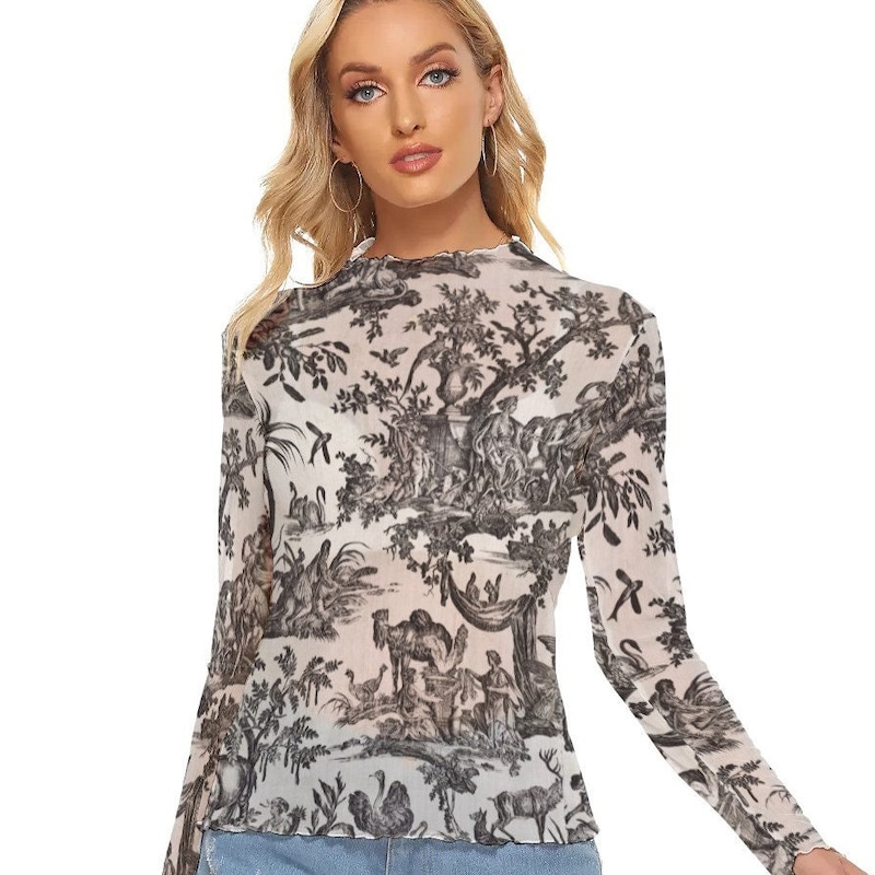 Mesh Top Long Sleeve - Etsy