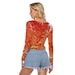 Red Floral Romantic Mesh Crop Top Long Sleeves up to 6XL - Etsy