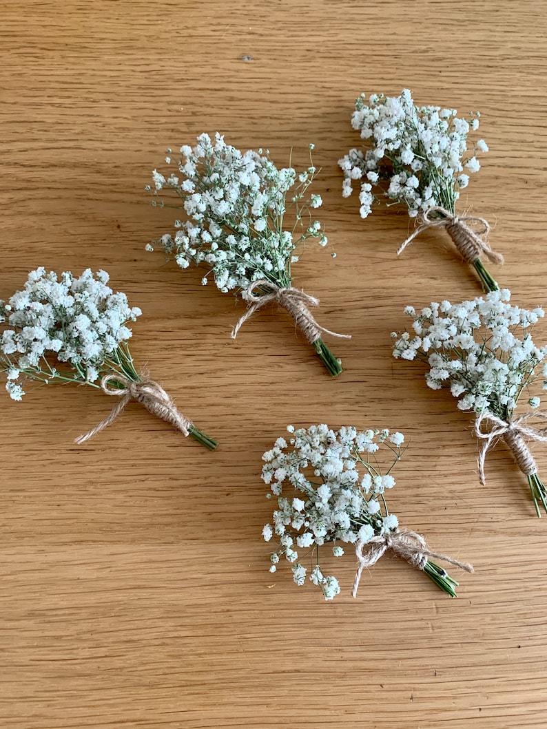 Dried Gypsophila Buttonhole Boutonnière. Natural Wedding - Etsy UK