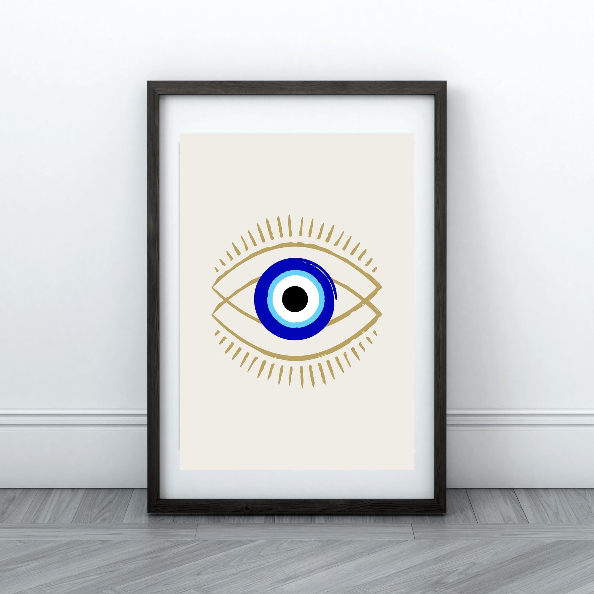 Evil Eye Wall Print, Traditional Blue Evil Eye, Printable Wall Art, Mid ...