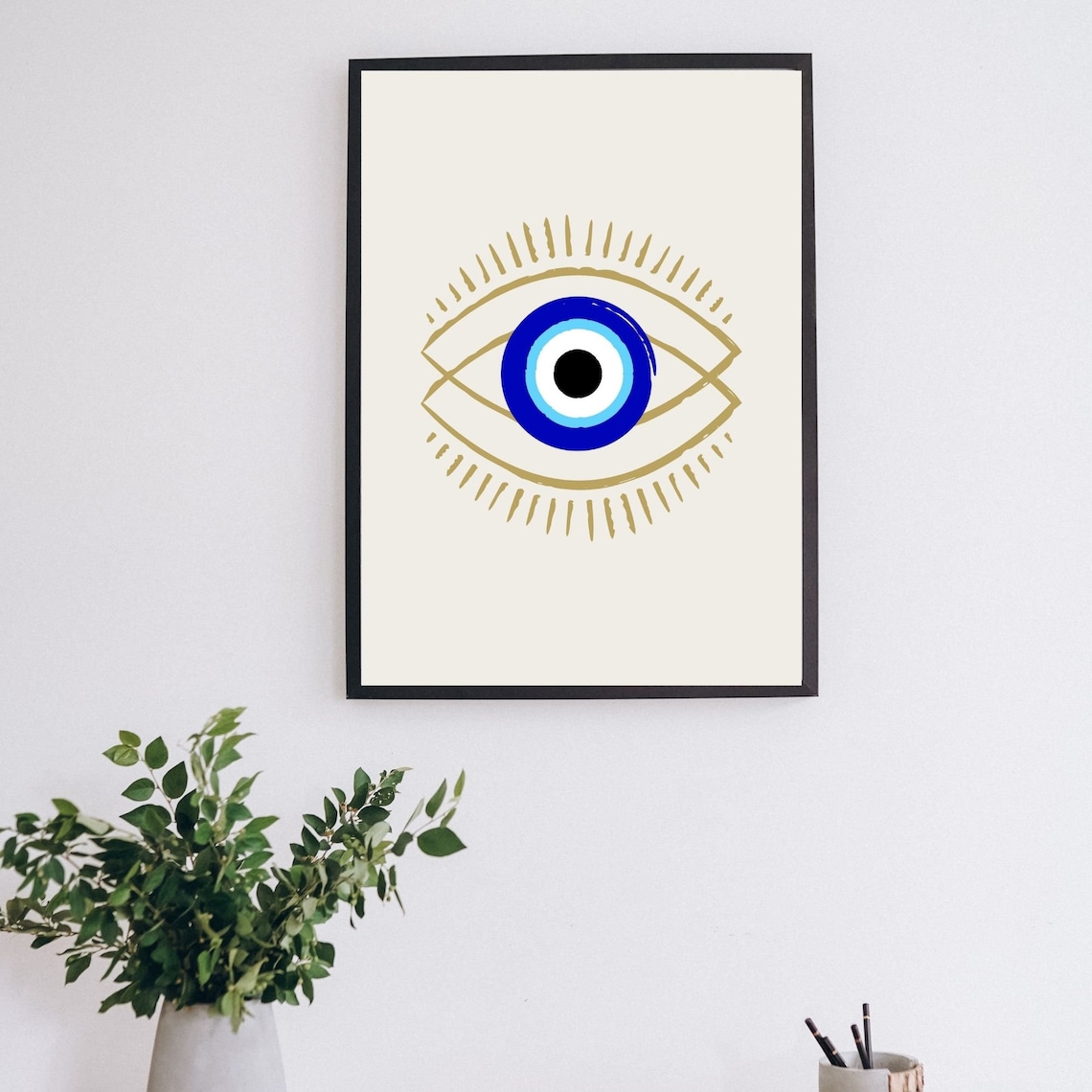 Evil Eye Wall Print, Traditional Blue Evil Eye, Printable Wall Art, Mid ...
