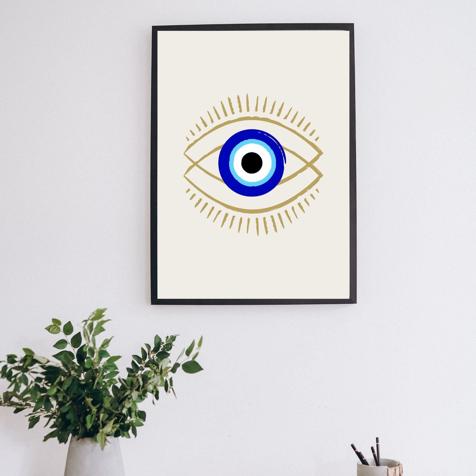 Evil Eye Wall Print, Traditional Blue Evil Eye, Printable Wall Art, Mid ...