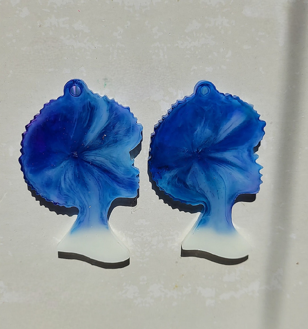 Handmade Resin Keychain Set | Matching Blue Glitter Keychains for Two ...