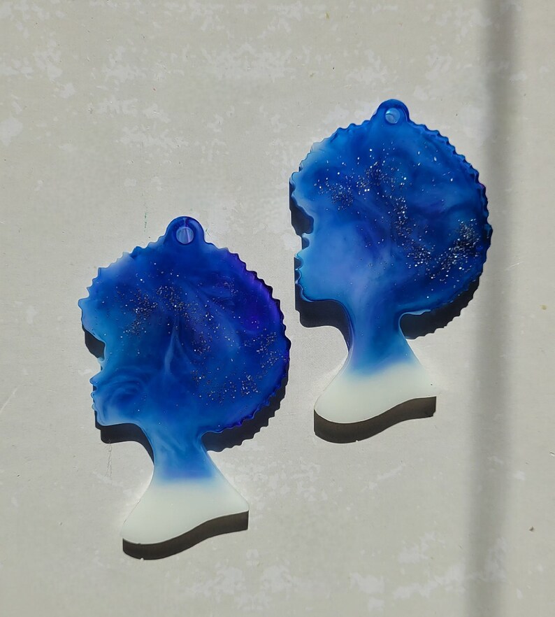 Handmade Resin Keychain Set | Matching Blue Glitter Keychains for Two ...