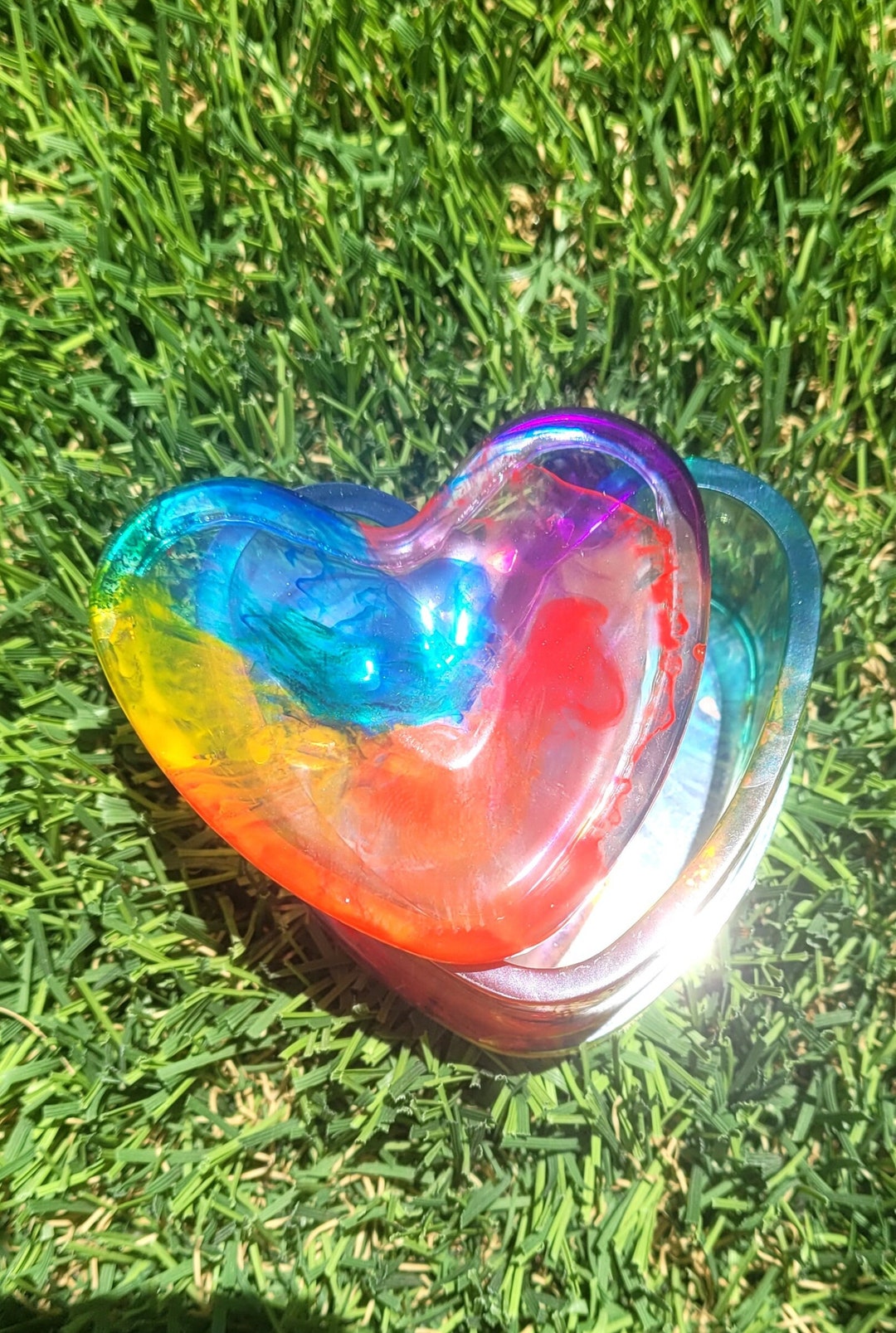 Rainbow Heart Shaped Trinket Jewelry Box - Etsy
