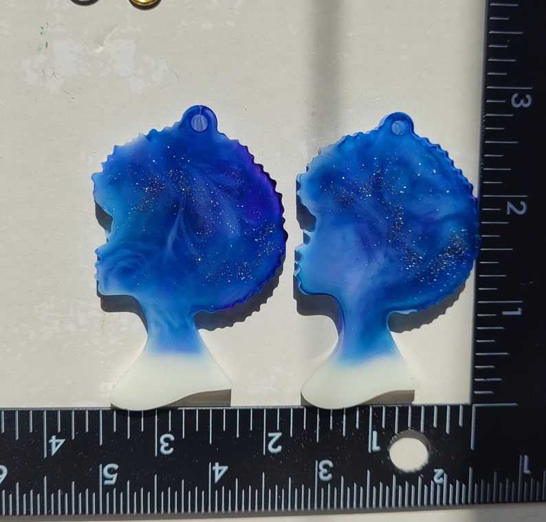 Handmade Resin Keychain Set | Matching Blue Glitter Keychains for Two ...