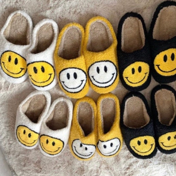 Smiley Face Slippers - Etsy