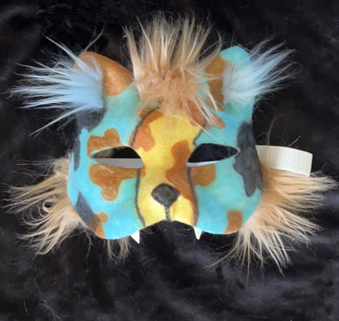 Blue and Yellow Cat Mask - Etsy