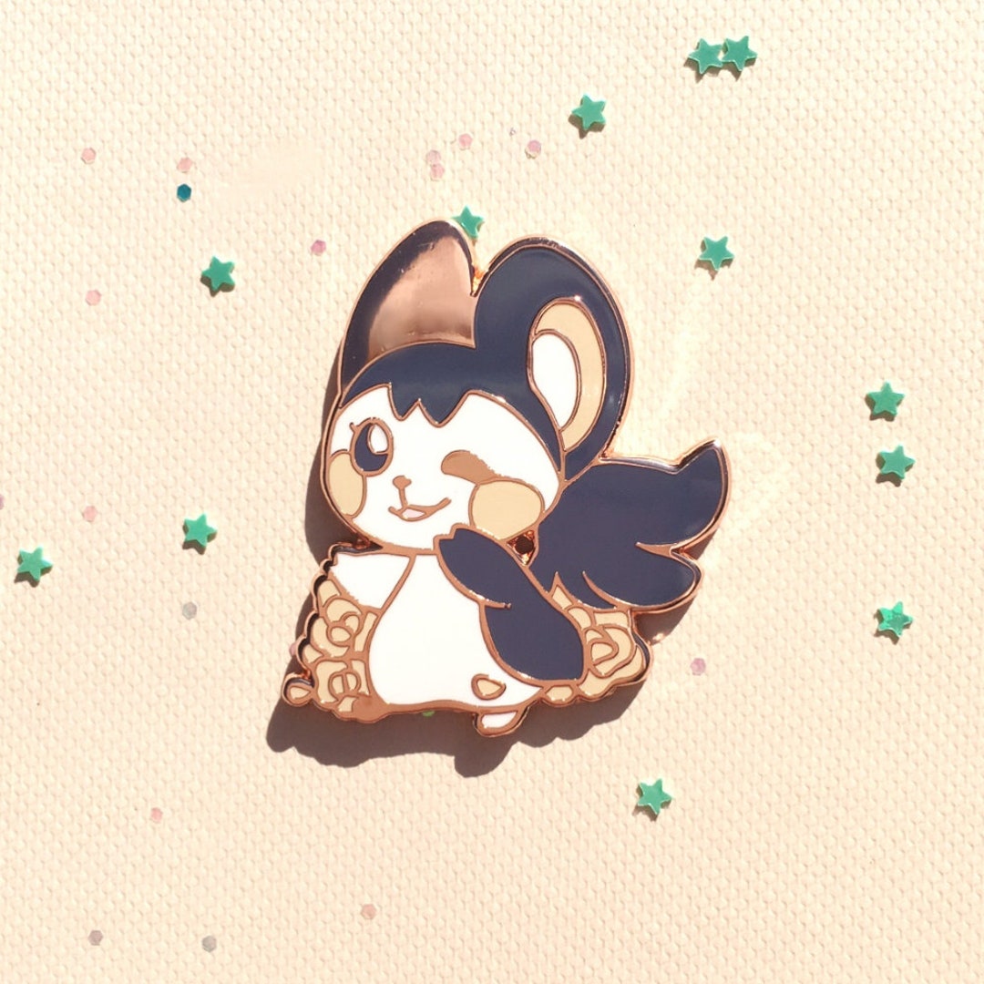 Emolga Enamel Pin | PKMN Shiny Cute Kawaii Floral Electric Squirrel ...