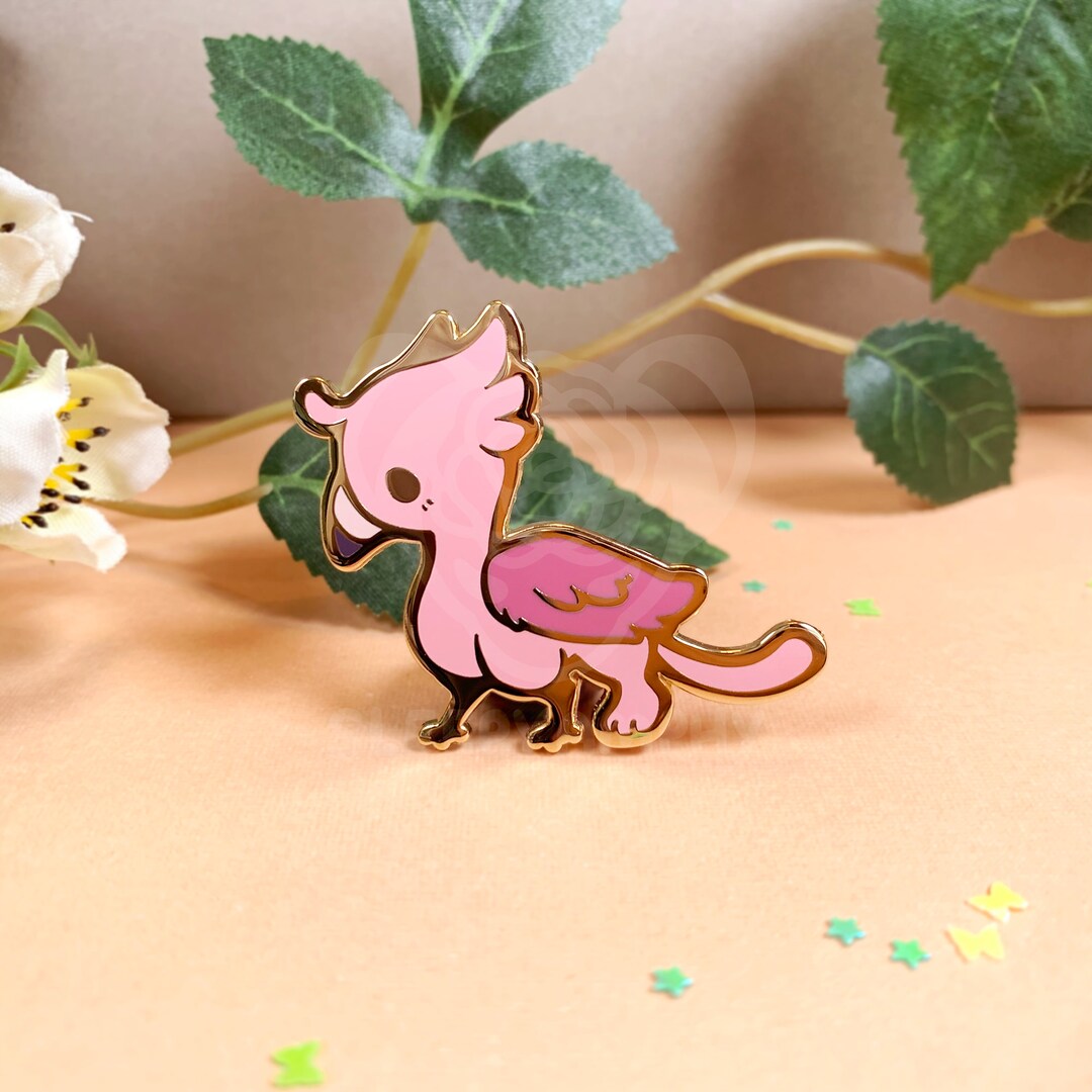 Flamingo Griffin Pin | Gryphon Cute Kawaii Chibi Fantasy Mythical ...